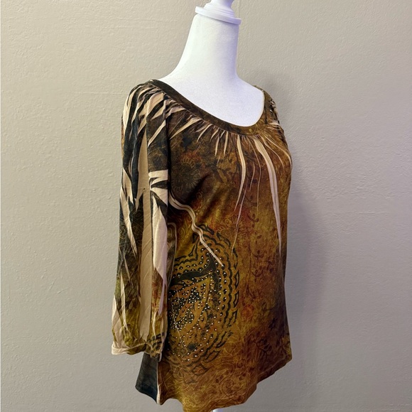B.L.E.U. | Tops | Y2k 200s Bleu Paisley Bling Long Sleeve Top | Poshmark